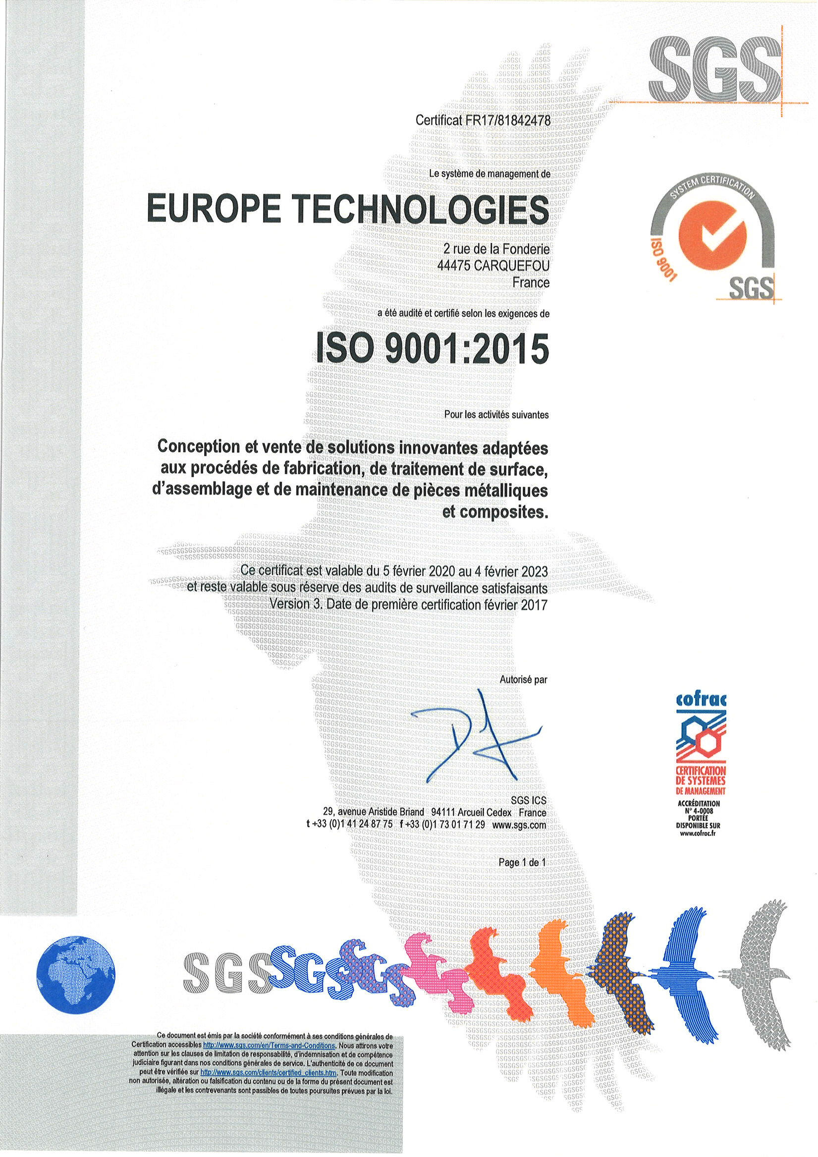 Certifications - Europe Technologies